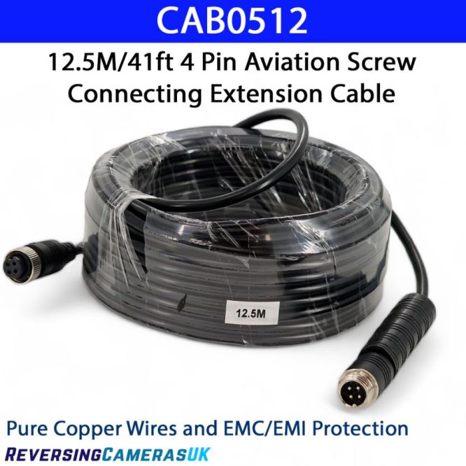 20M 4 Pin Screw Connector Cable for Reversing Camera System - Male to ...