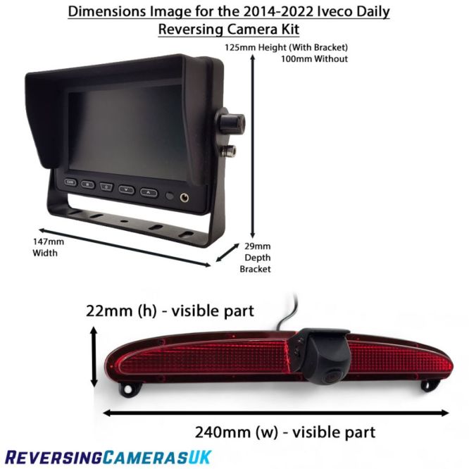 5" Dash Monitor & Brake Light Reversing Camera Kit for Iveco Daily ...