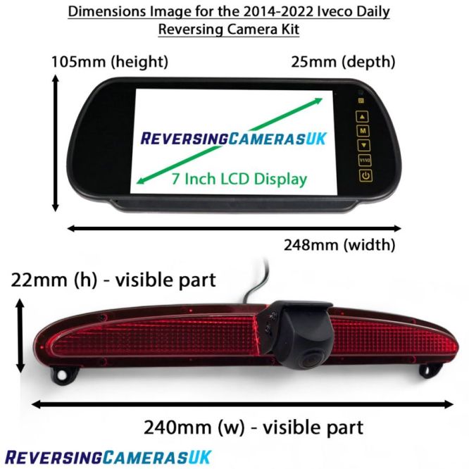 Iveco Daily Brake Light Reversing Camera with 7" Mirror Monitor (2014 ...