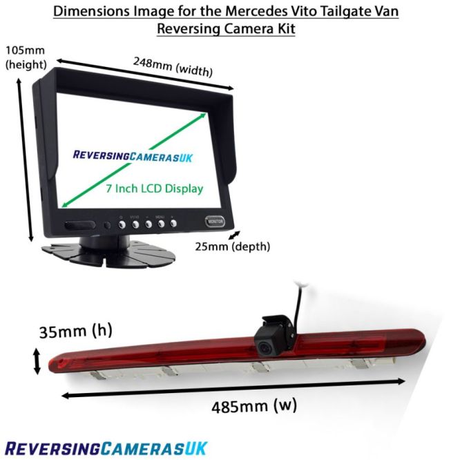 Mercedes Vito Reverse Camera System with 7 inch Display - Reversing ...