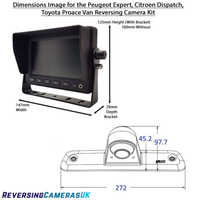 5" Dash Monitor & Brake Light Reversing Camera Kit for Peugeot Expert ...
