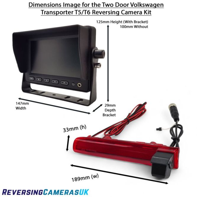 5" Dash Monitor & Brake Light Reversing Camera Kit for VW Transporter ...