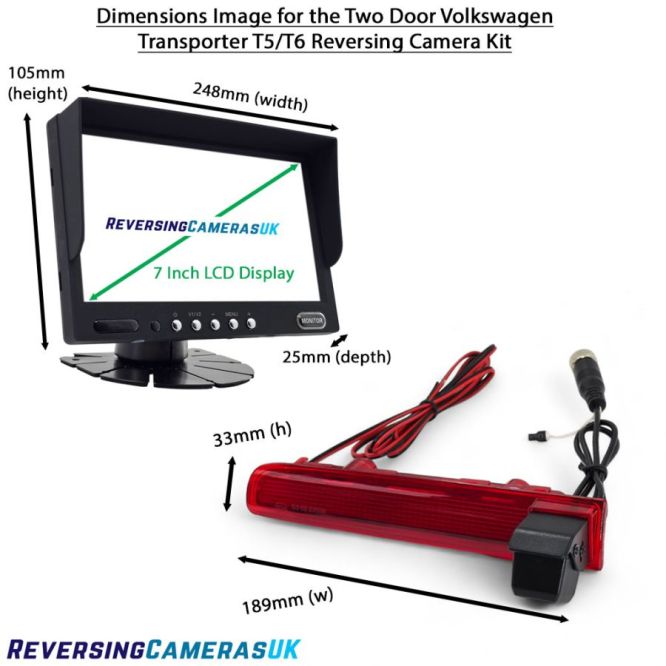 VW Volkswagen T5 & T6 Brake Light Reverse Camera System with 7 inch ...