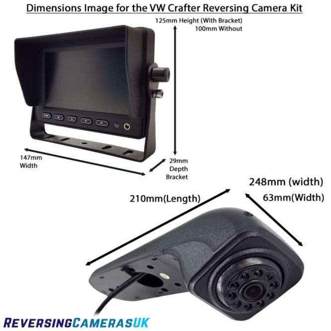 5" Dash Monitor & Brake Light Reversing Camera Kit for VW Crafter (2017–Present) - Reversing ...