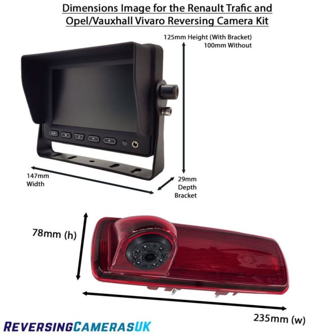 5" Dash Monitor & Brake Light Reversing Camera Kit for Vauxhall Vivaro ...