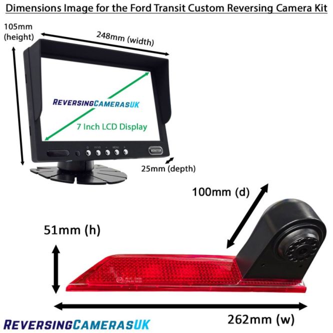 Ford Transit Custom Brake Light Reverse Camera System with 7 inch ...