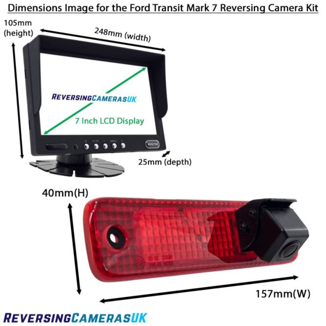 Ford Transit Mk7 Brake Light Reverse Camera System with 7 inch Display ...