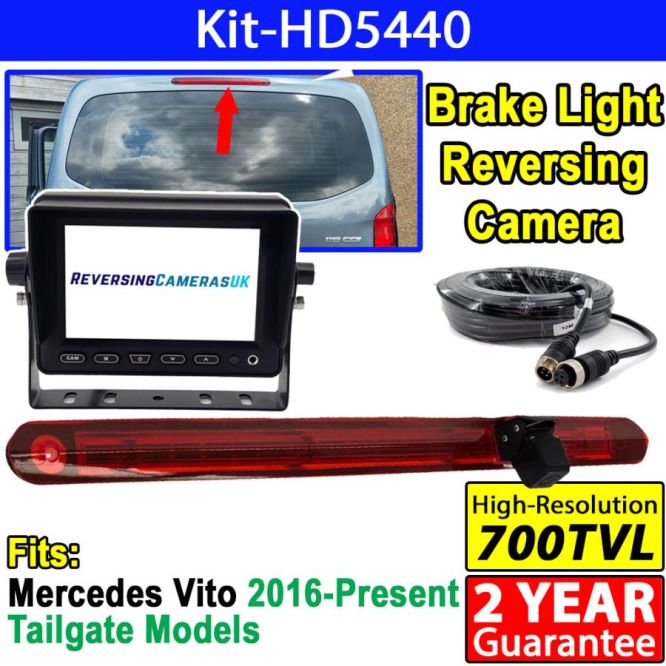 5" Dash Monitor & Brake Light Reversing Camera Kit for Mercedes Vito (2016–Present) - Reversing ...