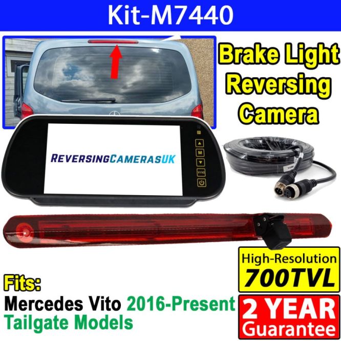 Mercedes Vito Brake Light Reversing Camera System with Mirror Monitor - Reversing Cameras UK