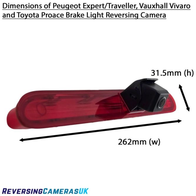 Brake Light Reversing Camera Kit with 7" Mirror Monitor for Expert, Vivaro, Traveller & ProAce ...
