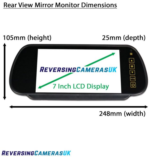 7" High Resolution Rear View Mirror Monitor with Windscreen Bracket ...