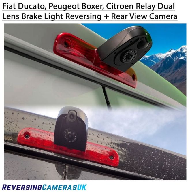 Dual-Lens Brake Light Reversing Camera for Fiat Ducato, Peugeot Boxer & Citroën Relay ...