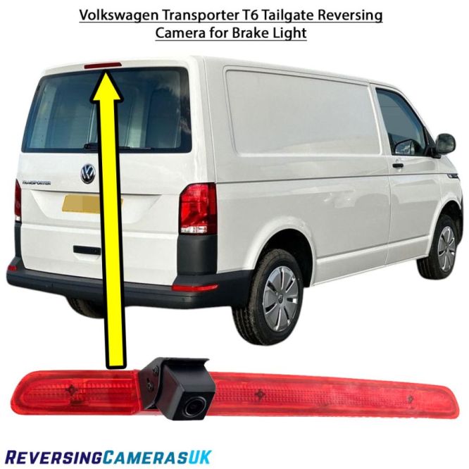 VW Transporter T6 Tailgate Brake Light Reversing Camera with 7" Mirror Monitor - Reversing ...