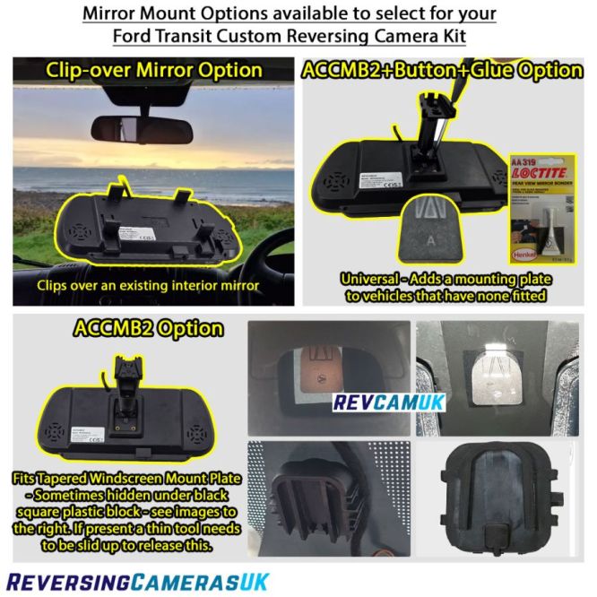 Dual Lens Reversing Camera with 7" Mirror Monitor for Ford Transit ...
