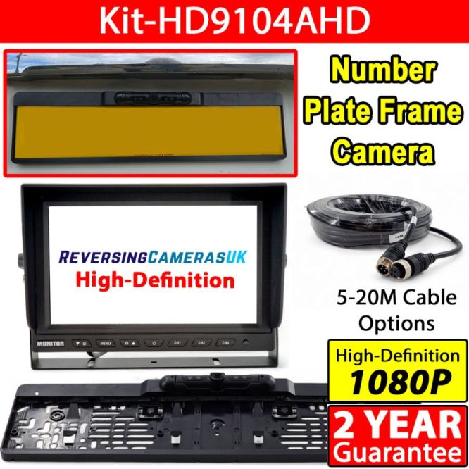 Heavy duty 9 inch AHD dash mount monitor and number plate frame ...