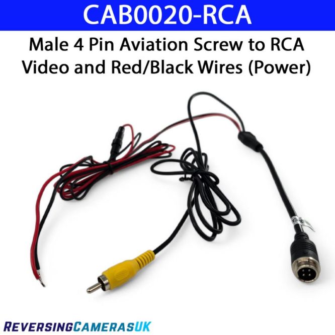4-Pin Male to RCA Phono (Plug) & DC Power (Socket) Reversing Camera ...