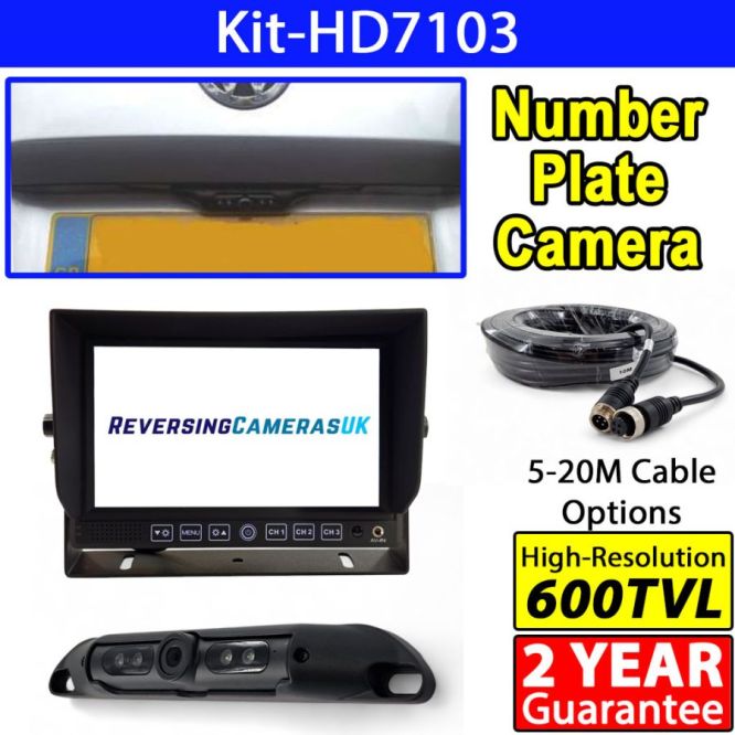 Number Plate Reversing Camera Kit with 7" Heavy Duty Monitor ...