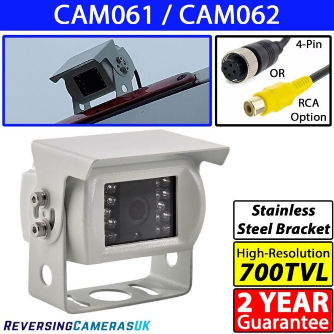 White Motorhome Post/Bolt-Fit Reversing Camera - Reversing Cameras UK