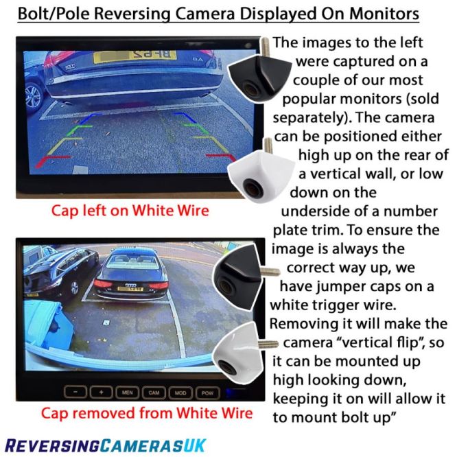 White Motorhome Post/Bolt-Fit Reversing Camera - Reversing Cameras UK