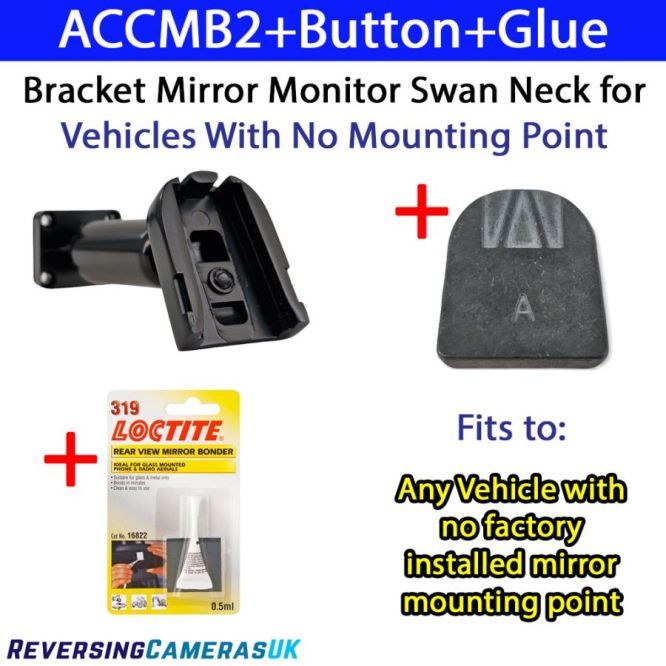 ACCMB2+BUTTON+GLUE Universal Windscreen Bracket Mount for Mirror ...