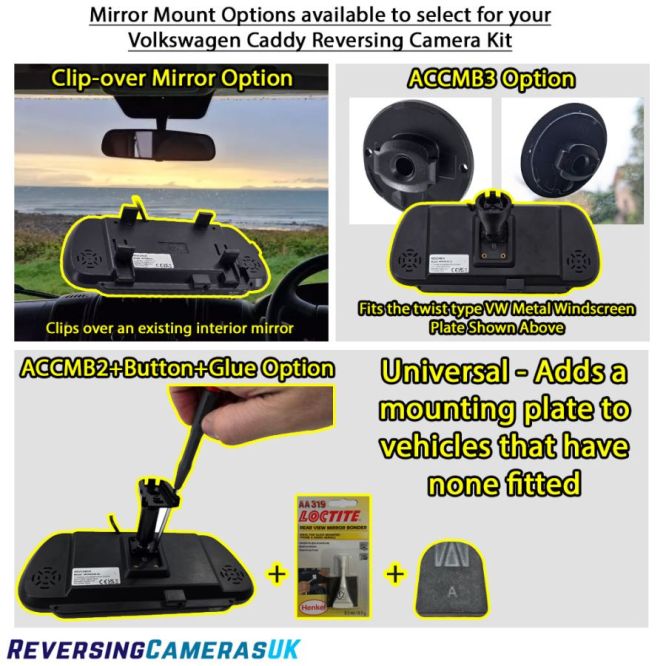 Volkswagen Caddy Brake Light Reversing Camera Kit with 7" Mirror ...
