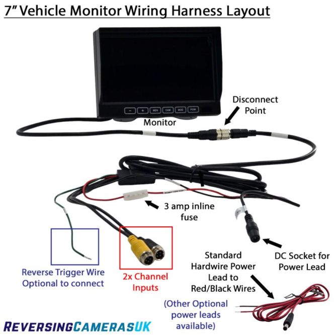 7" High-Resolution LCD Panel Stand On Dash Vehicle Monitor for Reverse ...