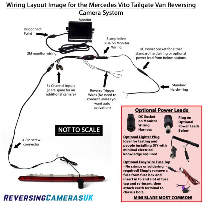 5" Dash Monitor & Brake Light Reversing Camera Kit for Mercedes Vito ...