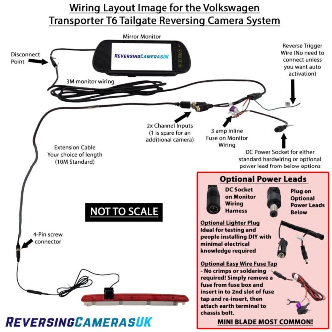 Vw Transporter T6 Tailgate Brake Light Reversing Camera With 7 Mirror
