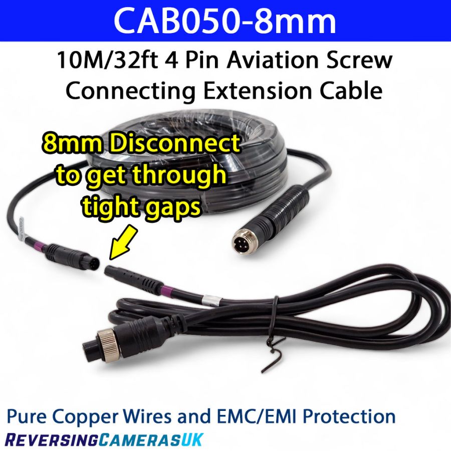 10m 4 Pin Extension Cable with 8mm disconnect point for Reversing ...