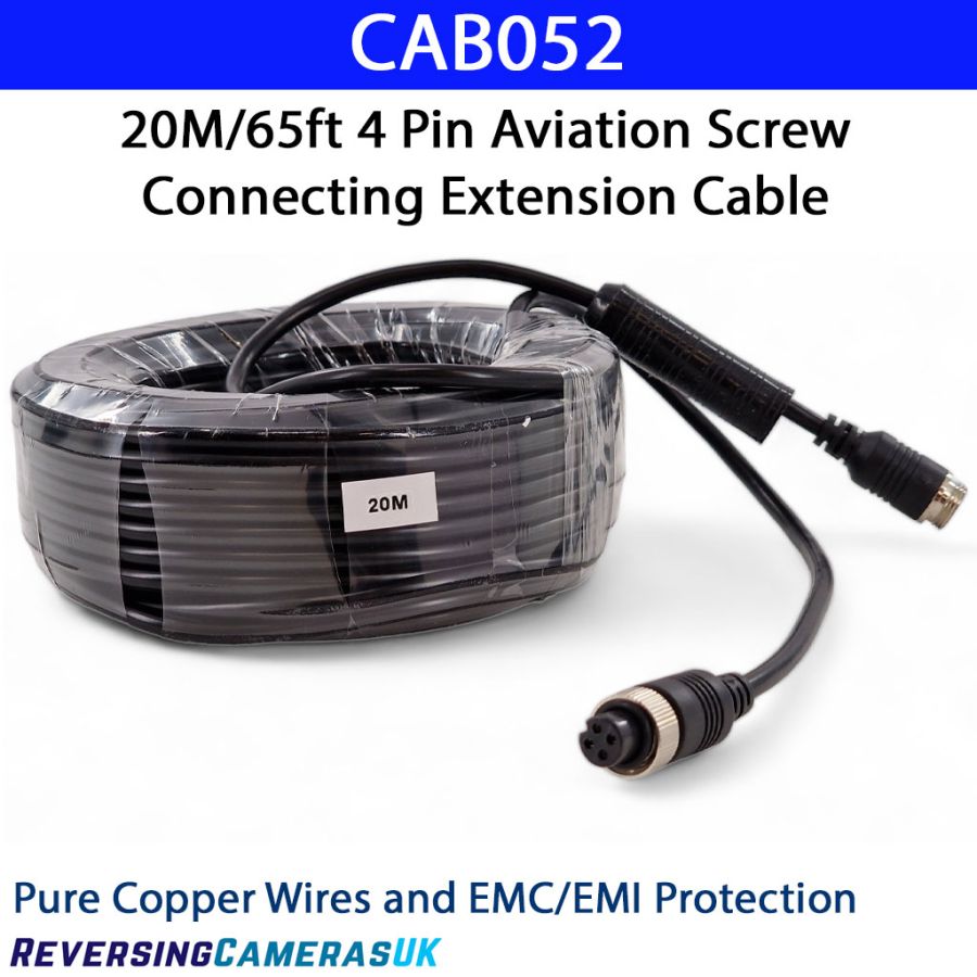 20M 4 Pin Screw Connector Cable for Reversing Camera System - Male to ...