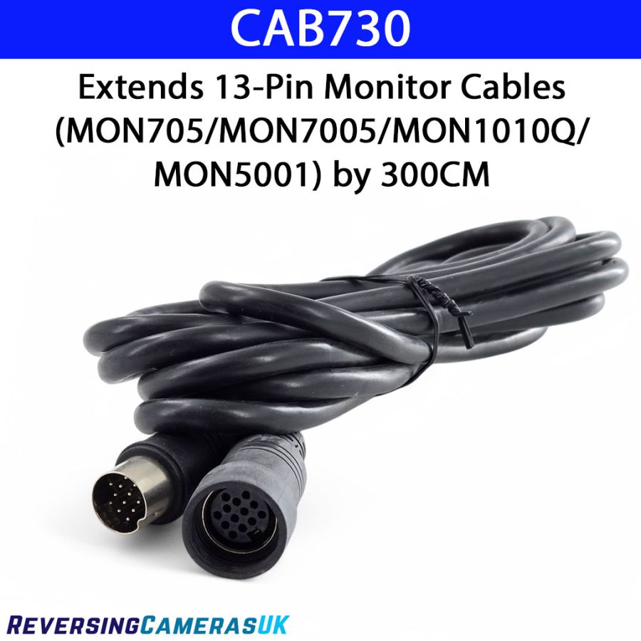 3M 13-Pin Extension Cable – Male to Female for MON705 & MON5001 Monitors - Reversing Cameras UK