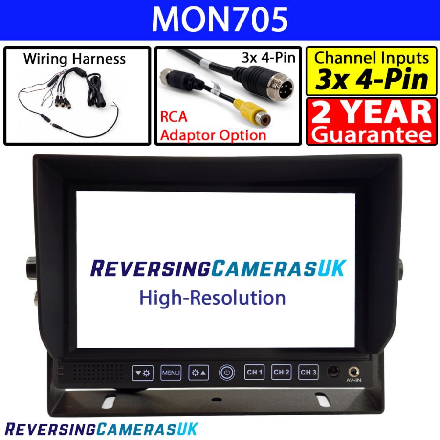 Heavy Duty 7" High-Resolution LCD Monitor Display for Reverse Cameras ...