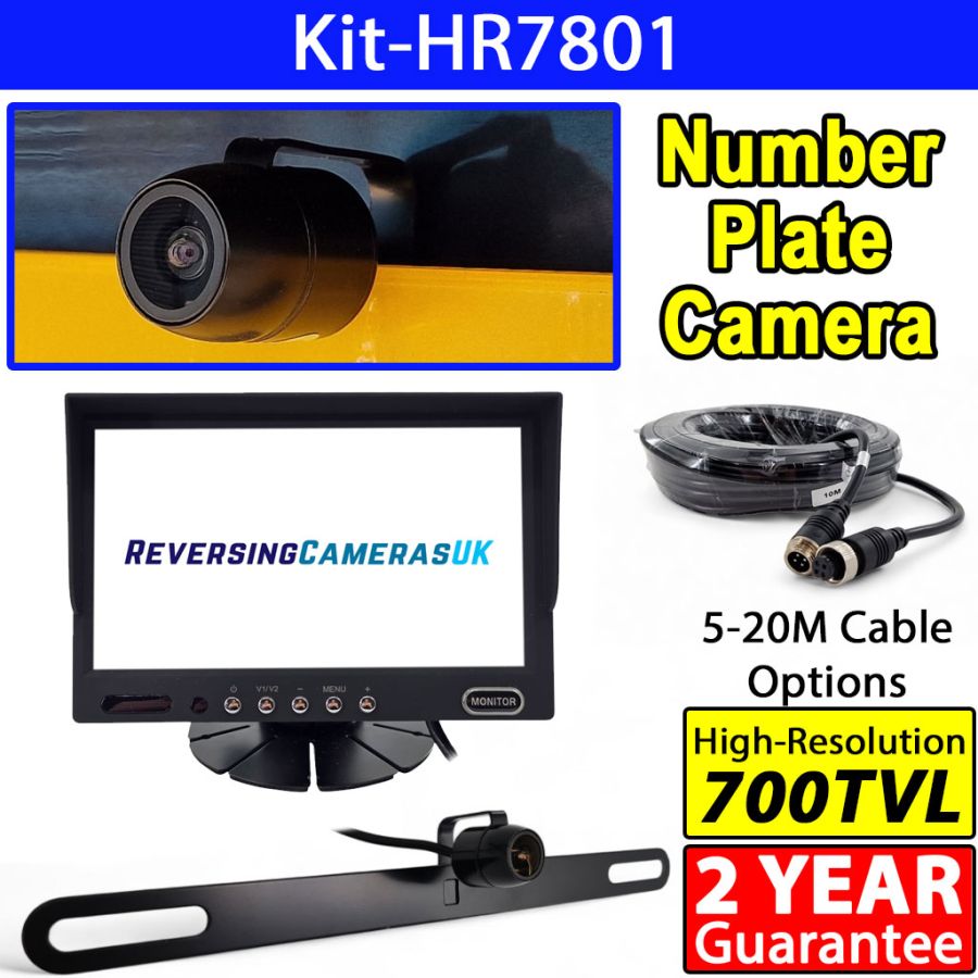 Behind Number Plate Reversing Camera Kit with 7 inch Monitor ...