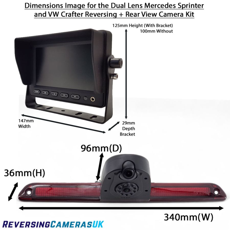 5" Dash Monitor & Dual Lens Brake Light Reversing Camera Kit for ...
