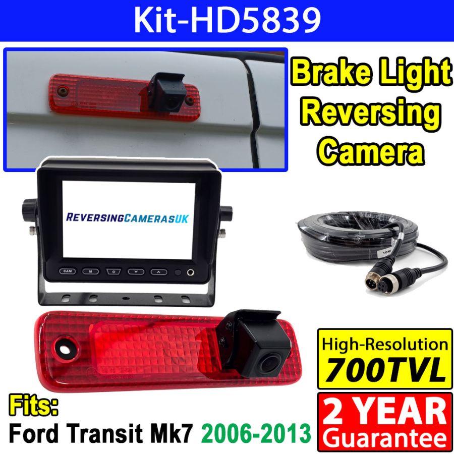 5" Dash Monitor & Brake Light Reversing Camera Kit for Ford Transit Mk7 ...