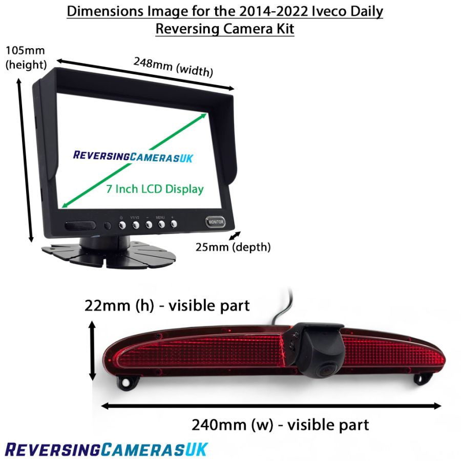2014 to 2022 Iveco Daily Brake Light Reverse Camera System with 7 inch ...