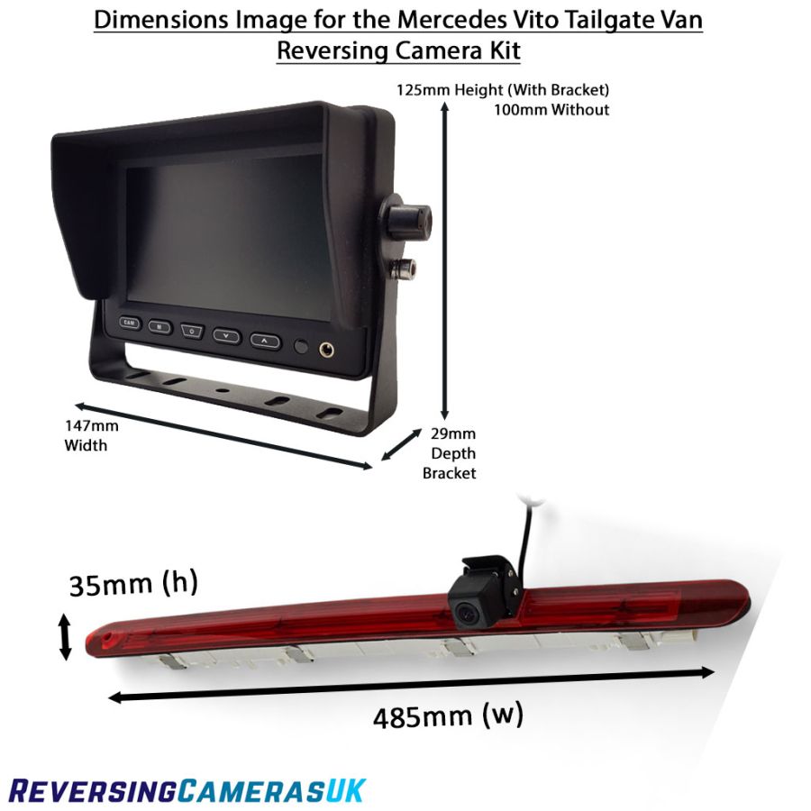 5" Dash Monitor & Brake Light Reversing Camera Kit for Mercedes Vito ...