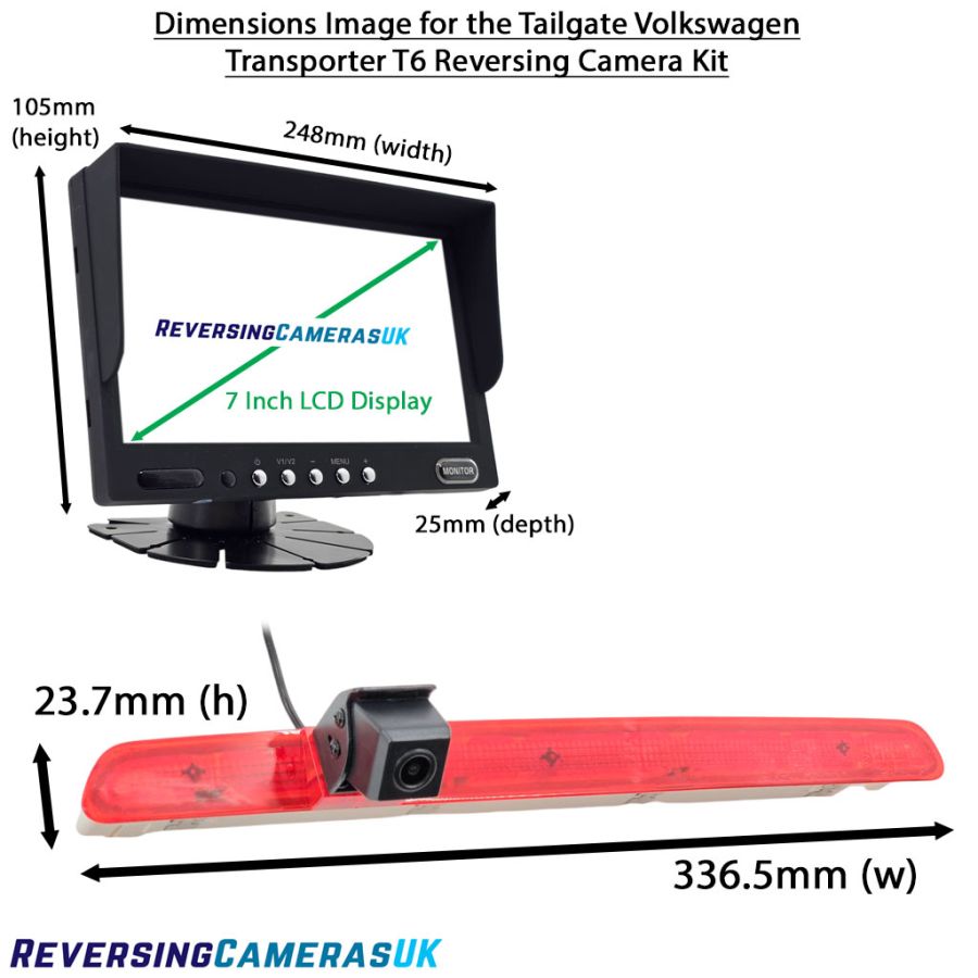 VW Volkswagen Transporter T6 Tailgate Reverse Camera System with 7 inch ...