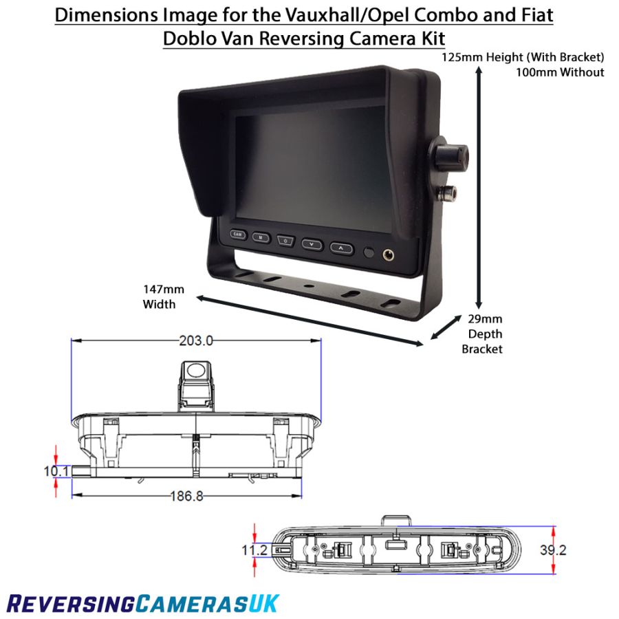 Fiat Doblo and Opel-Vauxhall Combo Reverse Camera System with 5 inch ...