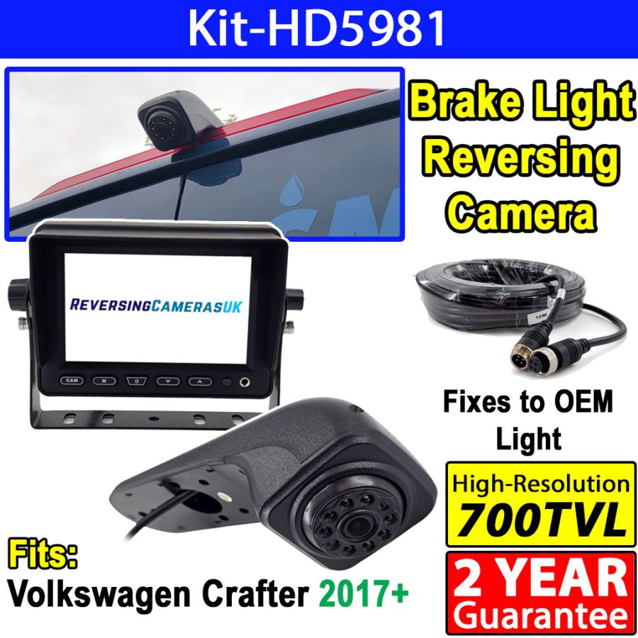5" Dash Monitor & Brake Light Reversing Camera Kit for VW Crafter (2017 ...