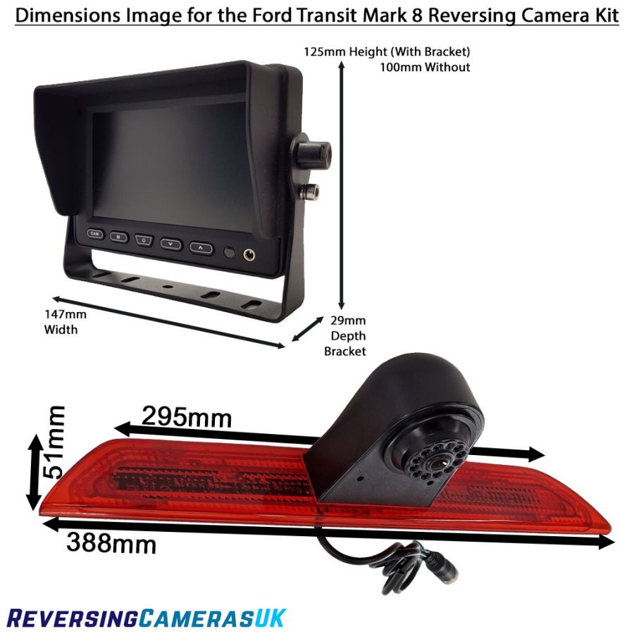 5" Dash Monitor & Brake Light Reversing Camera Kit for Ford Transit ...