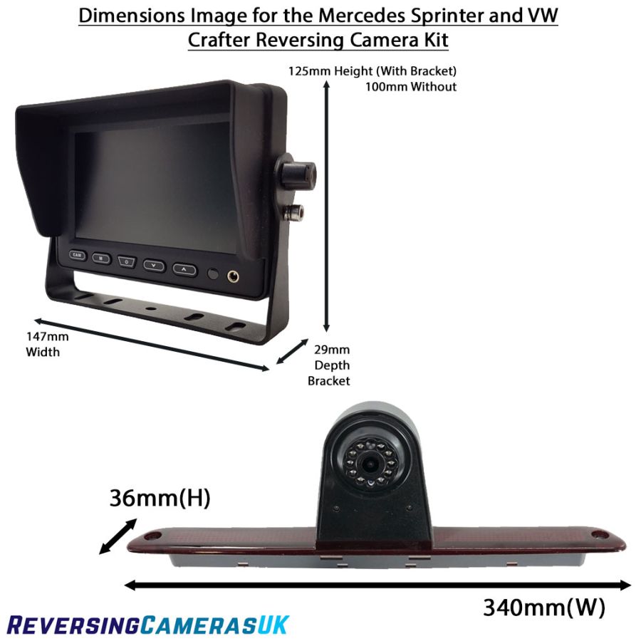 5" Dash Monitor & Brake Light Reversing Camera Kit for VW Crafter ...