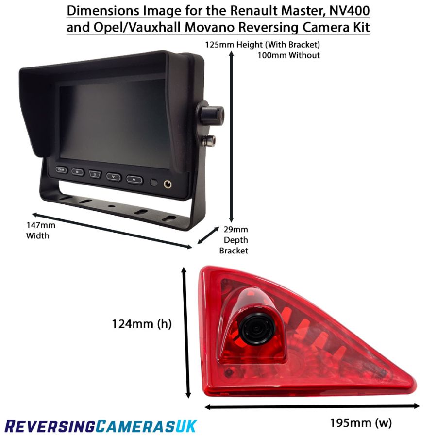 5" Dash Monitor & Brake Light Reversing Camera Kit for Vauxhall Movano ...