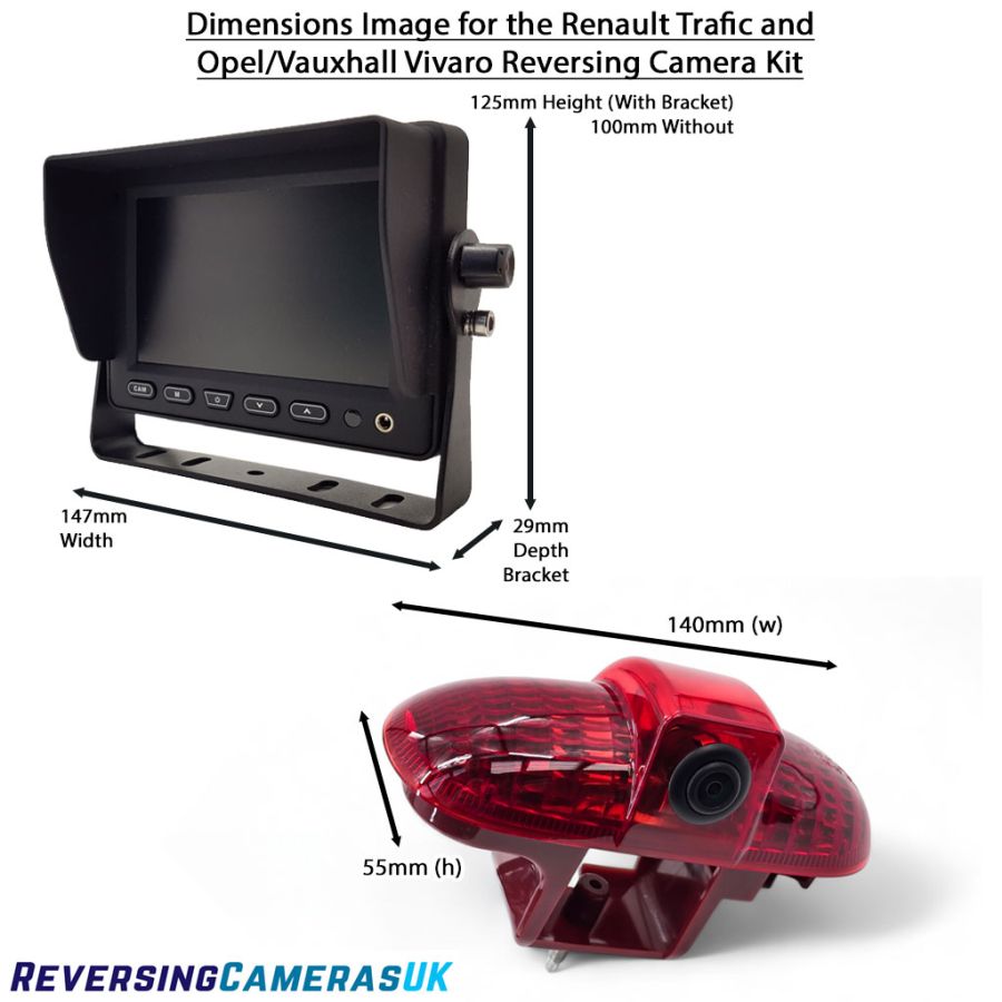 5" Dash Monitor & Brake Light Reversing Camera Kit for Renault Trafic ...