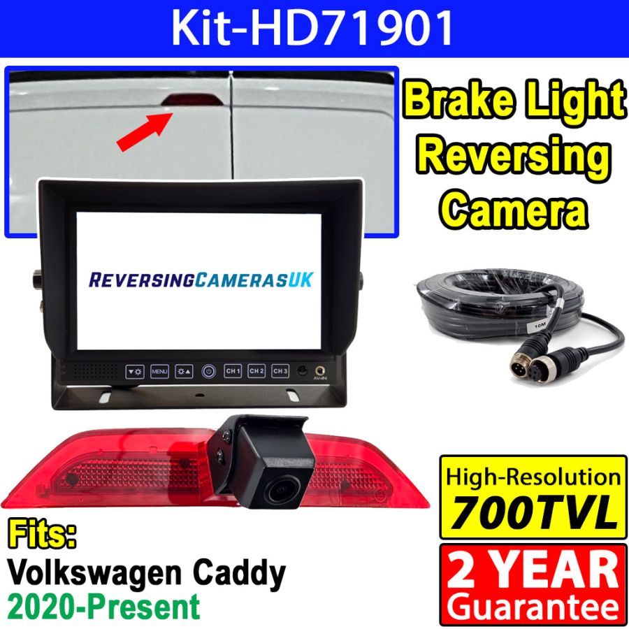 VW Caddy (2020+) Brake Light Reversing Camera Kit with 7" Heavy-Duty ...