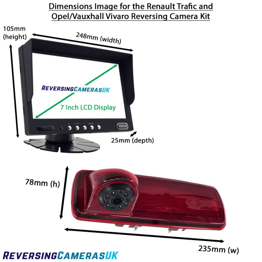 Vauxhall Opel Vivaro, Renault Trafic Reverse Camera System with 7 inch ...