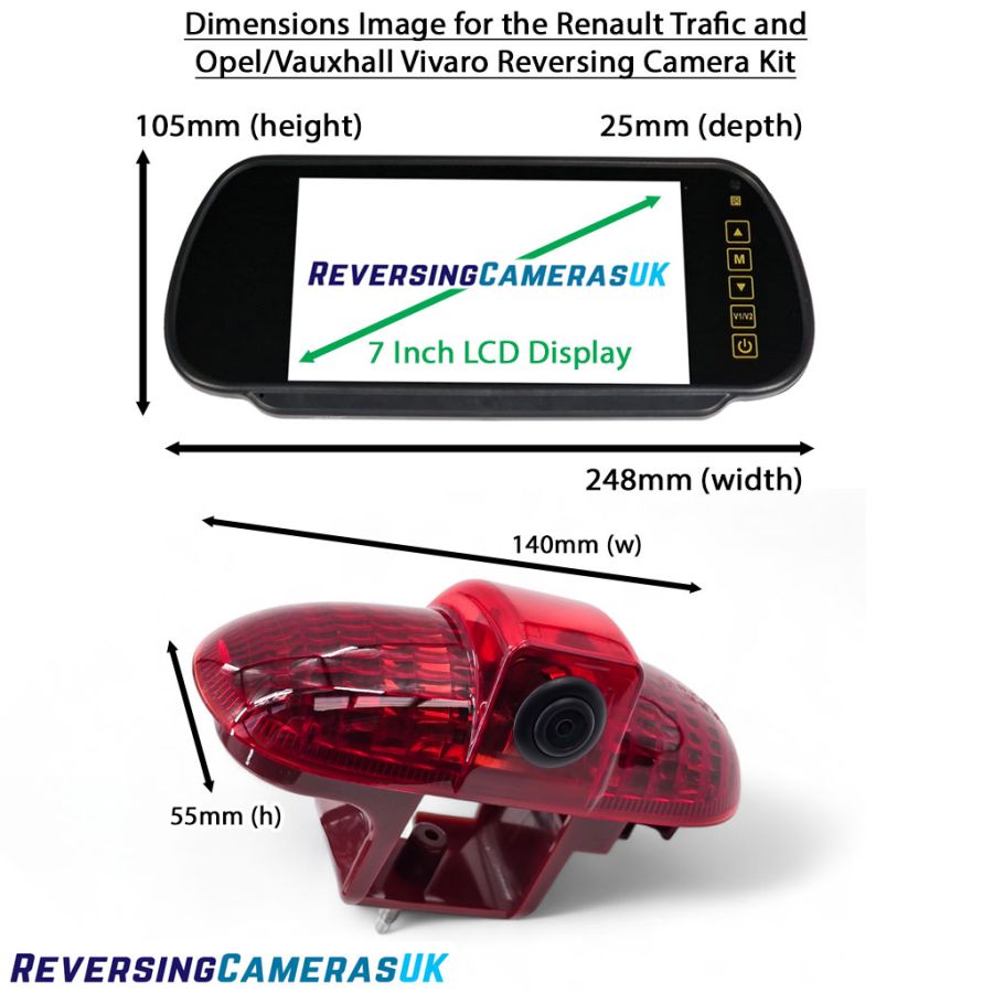 Reversing Camera Kit with 7" Mirror Monitor for Renault Trafic ...