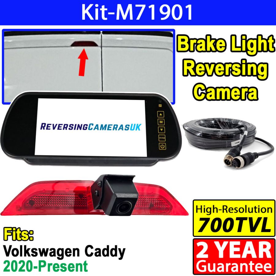 Volkswagen Caddy Brake Light Reversing Camera System with Mirror Monitor - Fits 2020+ Vans ...