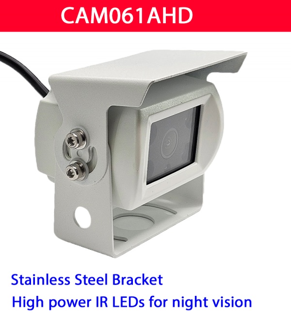 White 1080P AHD reversing camera with stainless steel bracket and night ...