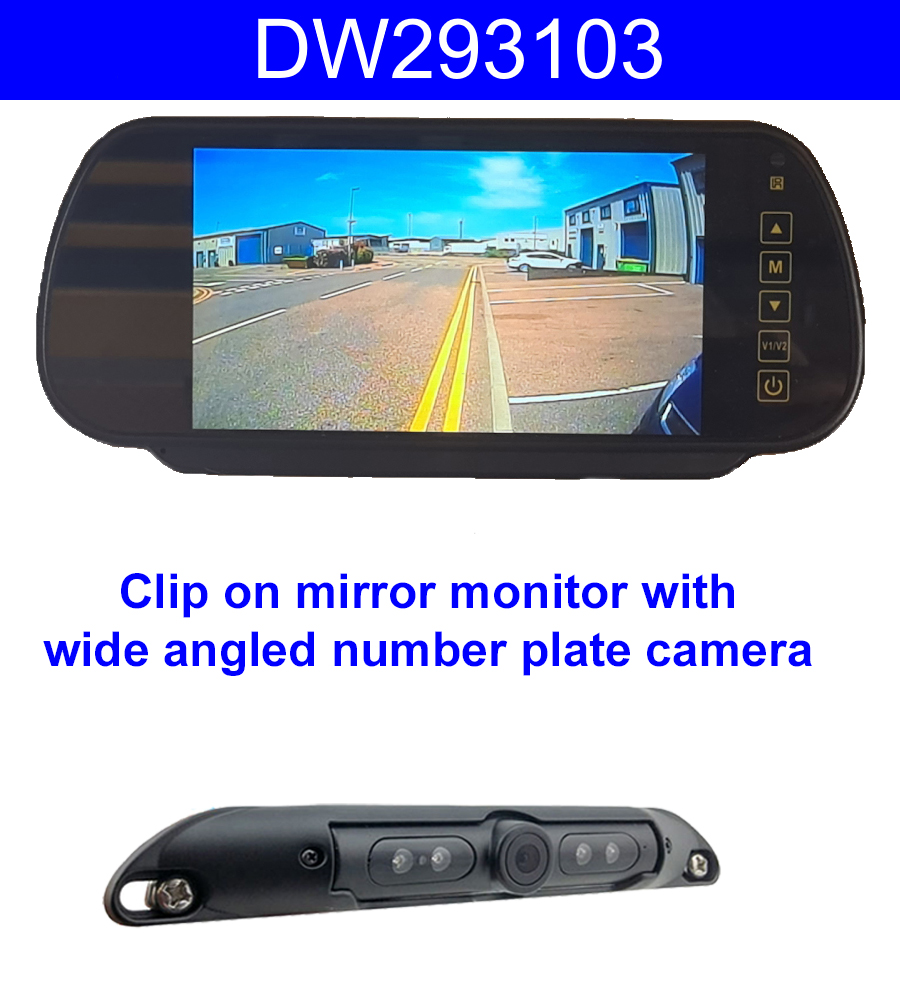 Number Plate Wireless Reverse Camera Kit with 7" mirror monitor ...